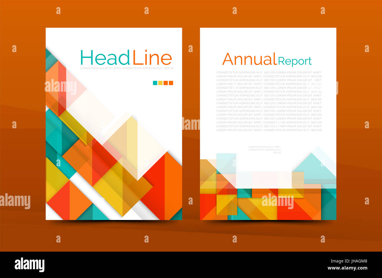 Geometric a4 front page, business annual report print template ...