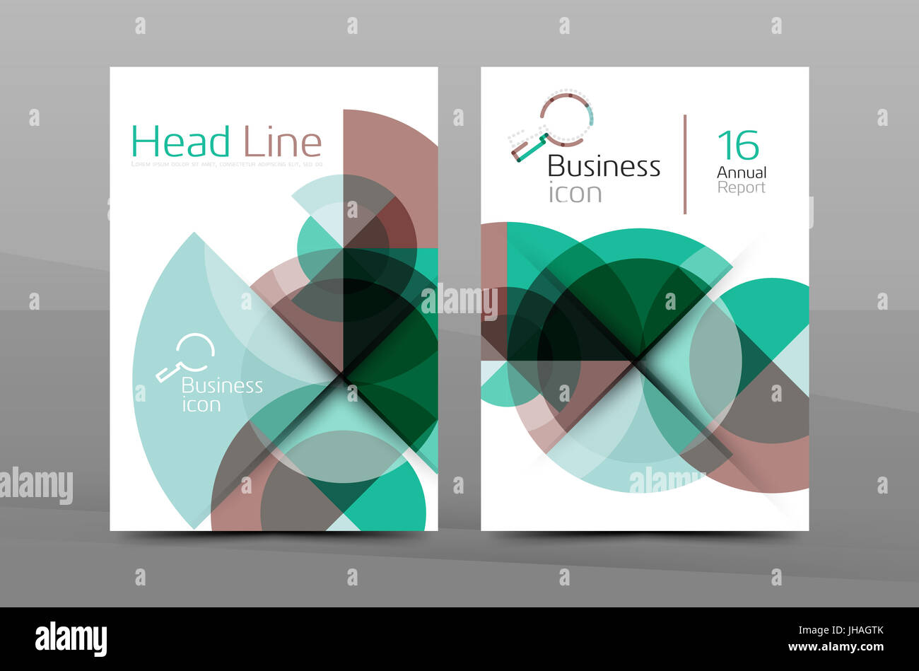 Clean geometric design annual report cover, leaflet business cover page ...