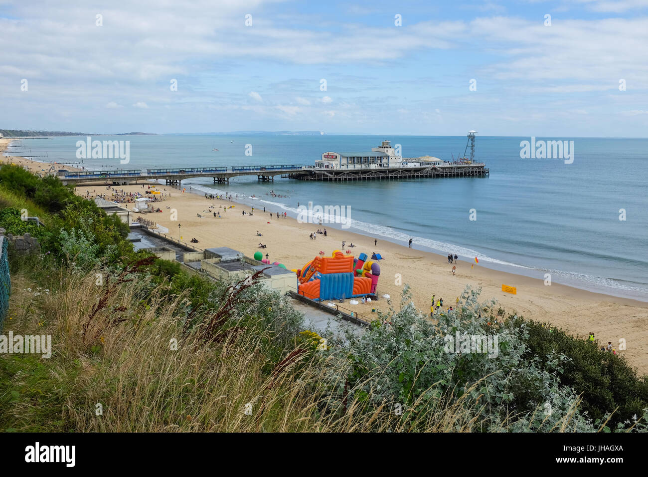 Durley Chine Beach and Bournemouth pier in Dorset, England Stock Photo ...