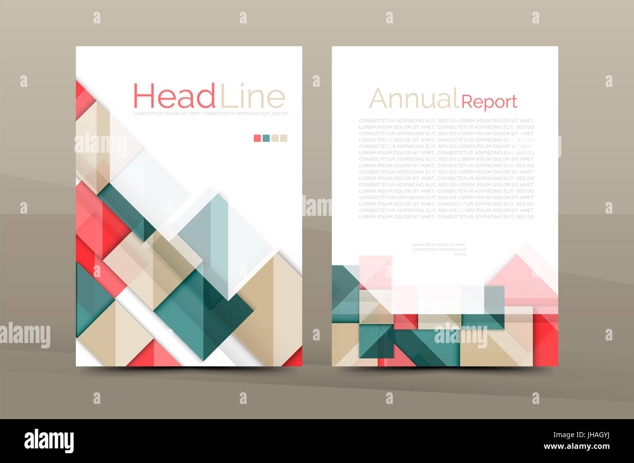 Geometric a4 front page, business annual report print template ...