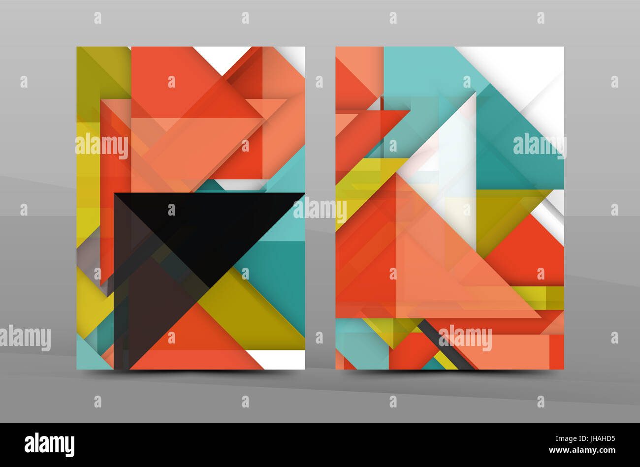 Square and triangle design. Colorful geometric A4 business print ...
