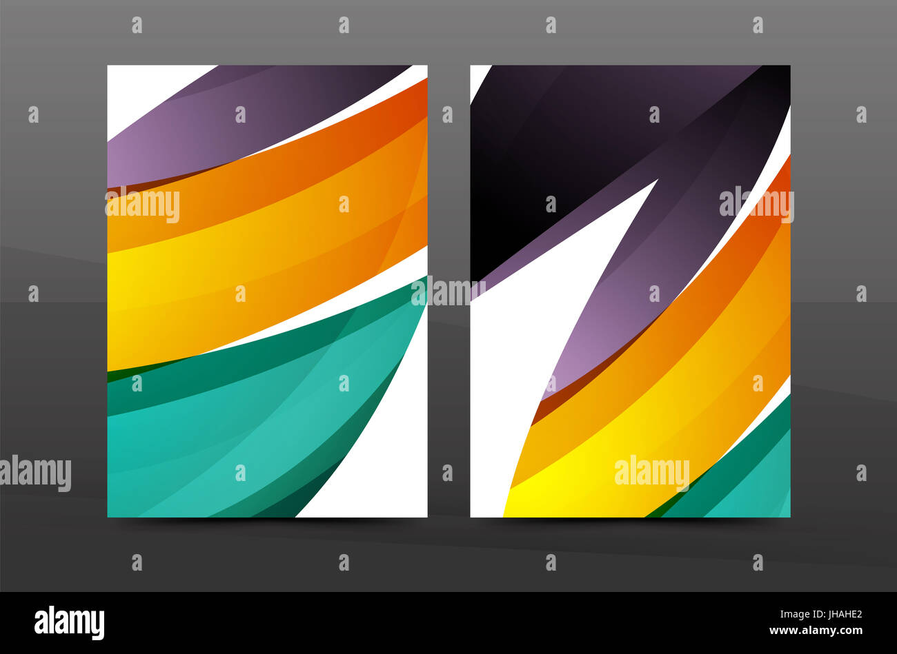 Color waves abstract background geometric A4 business print template ...