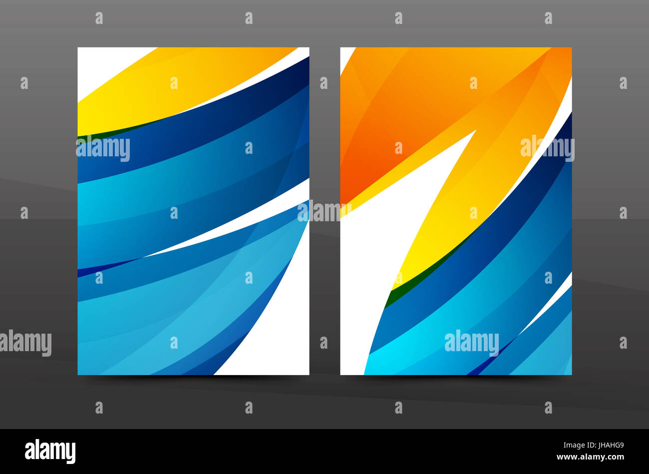 Color waves abstract background geometric A4 business print template ...