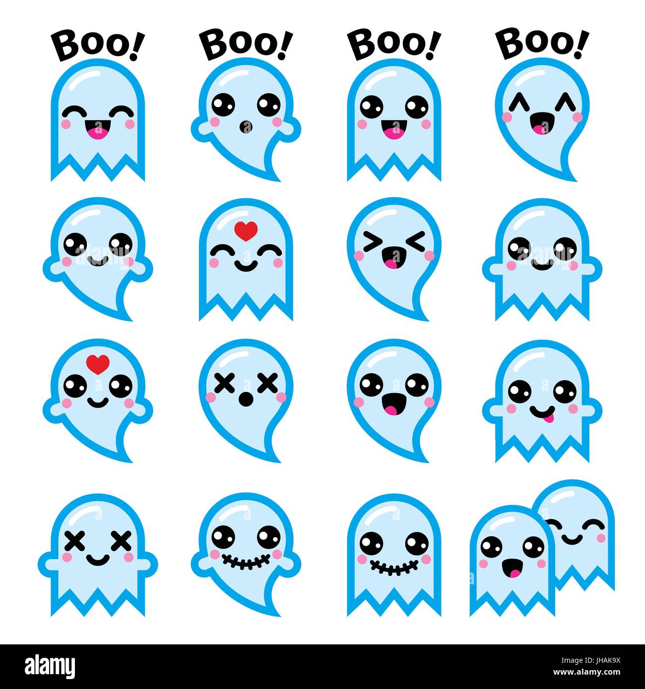 Kawaii cute ghost for Halloween icons set Stock Vector Image & Art - Alamy