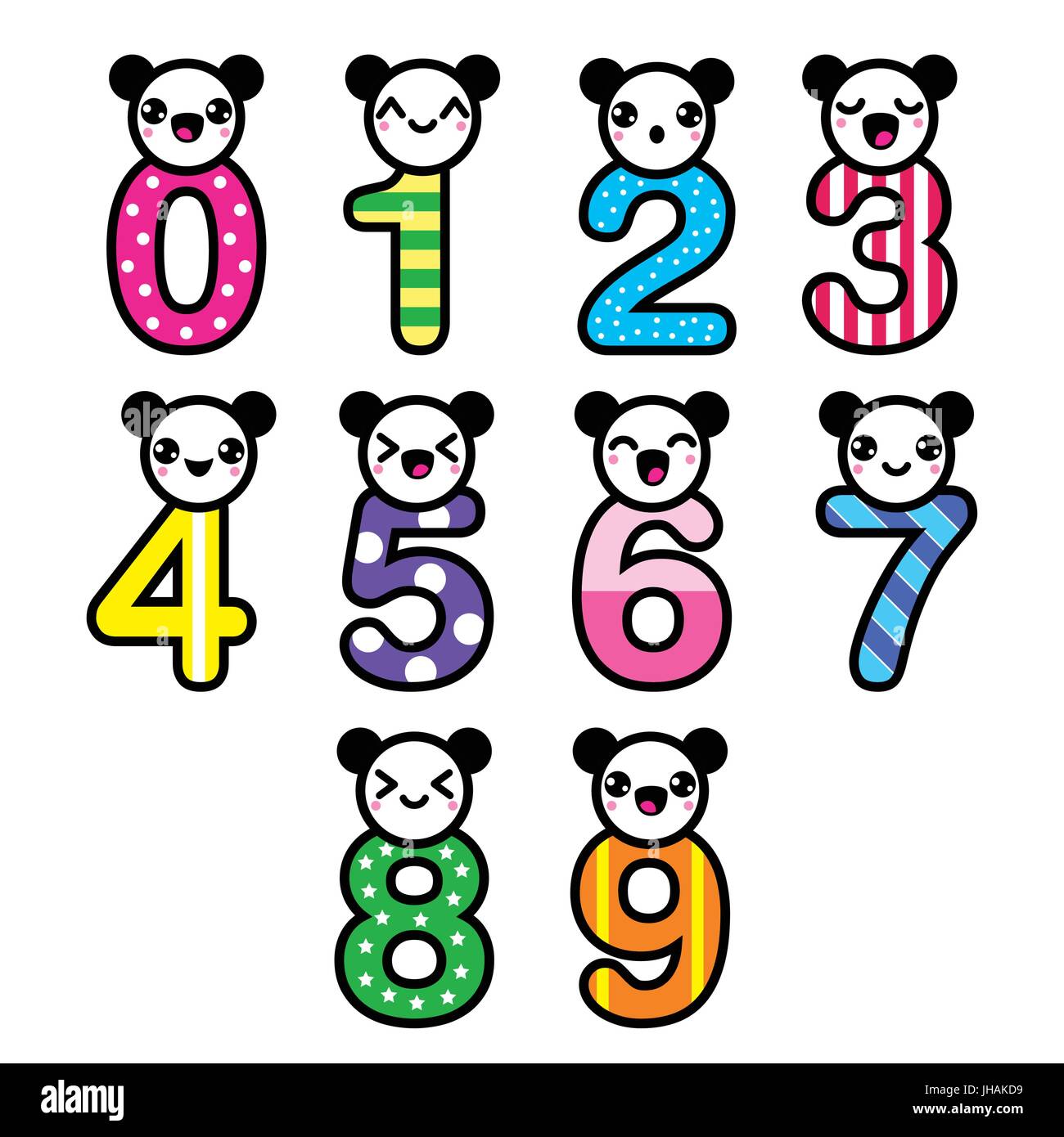 Cute bear Kawaii numbers set - vector Stock Vector Image & Art - Alamy
