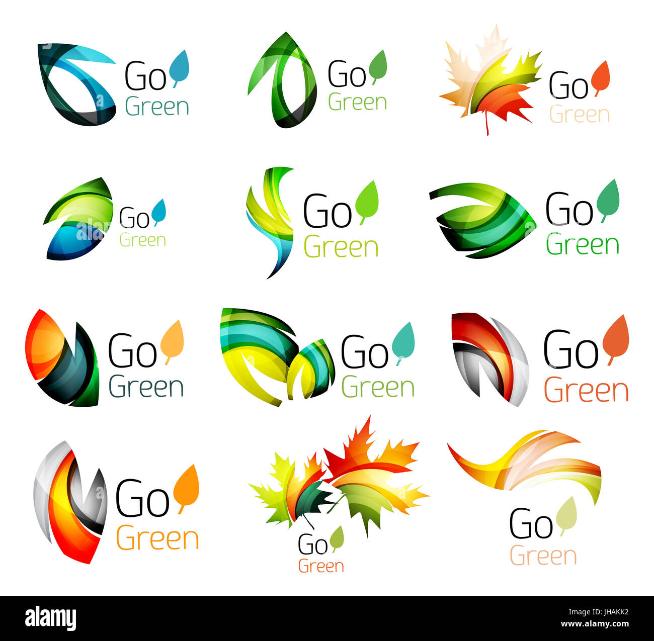 Green nature leaf concept icon set. illustration Stock Photo - Alamy