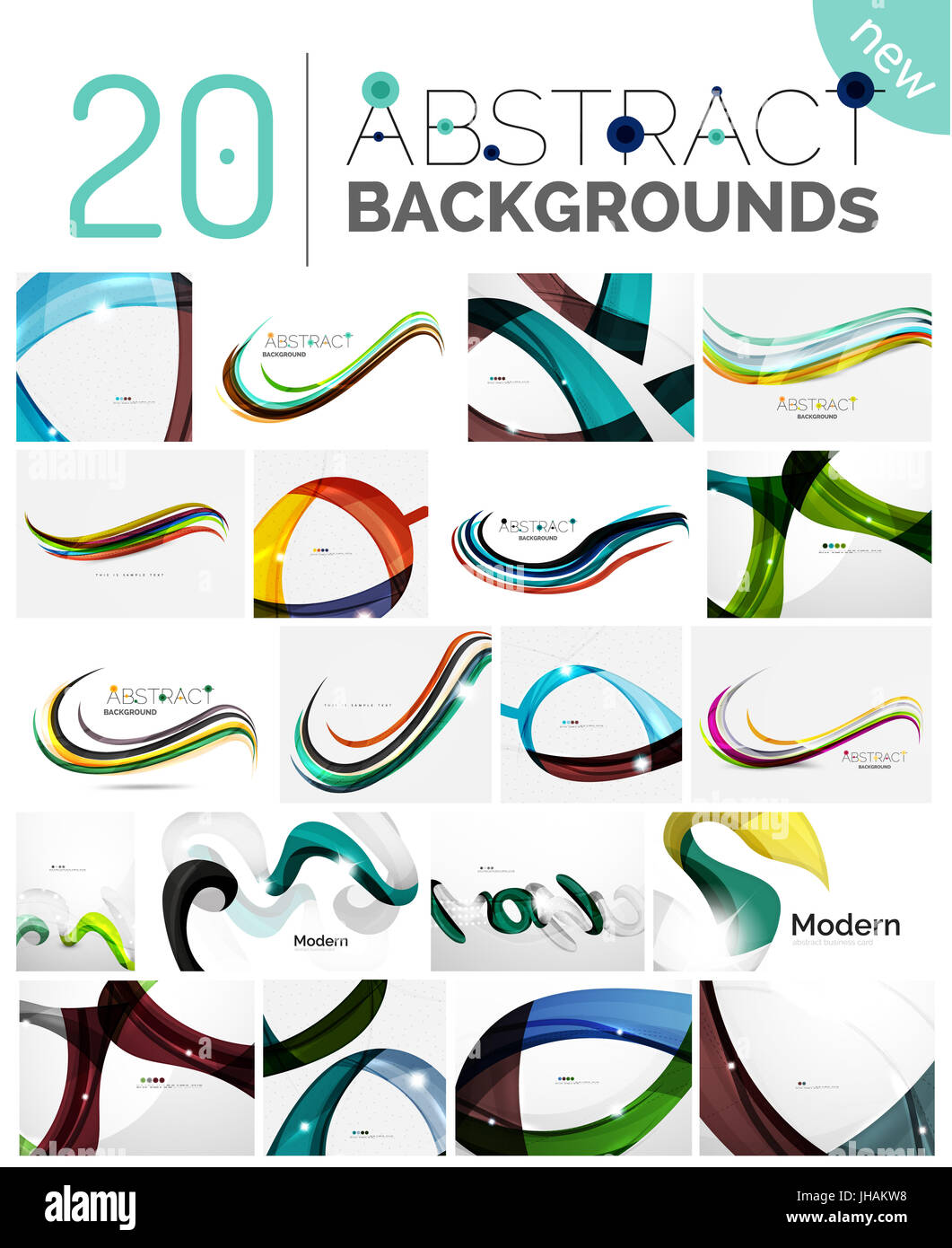 Collection of wave abstract backgrounds - color curve stripes and lines ...