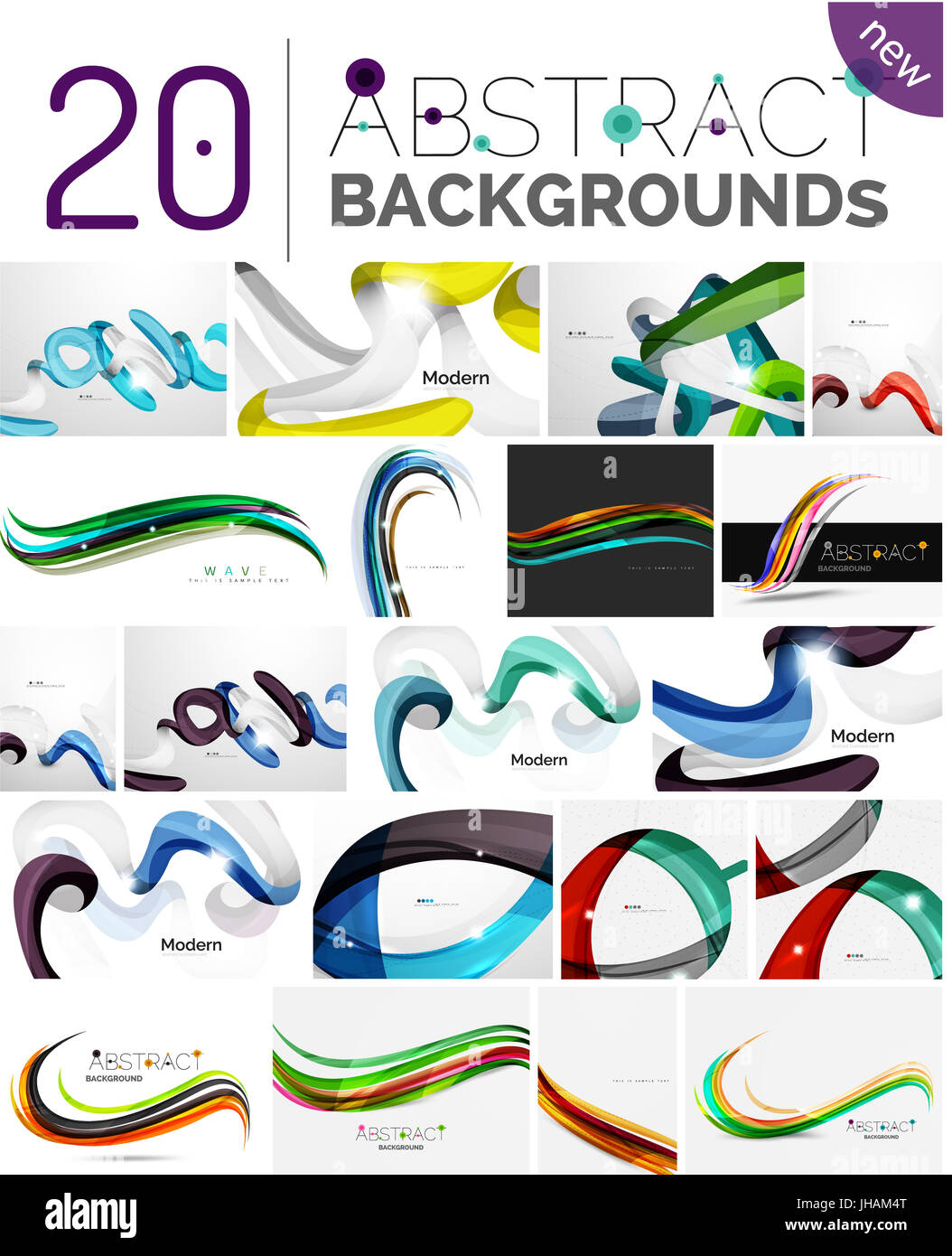 Collection of wave abstract backgrounds - color curve stripes and lines ...