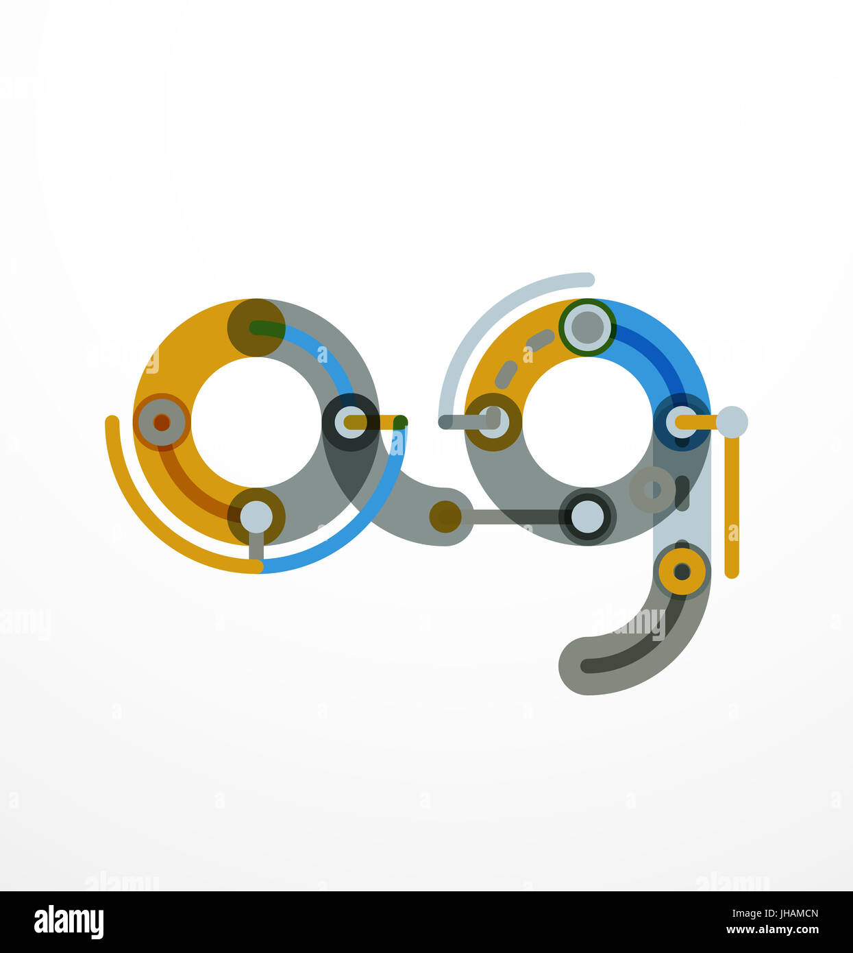Linear initial letters, logo branding concept, cartoon funny style ...