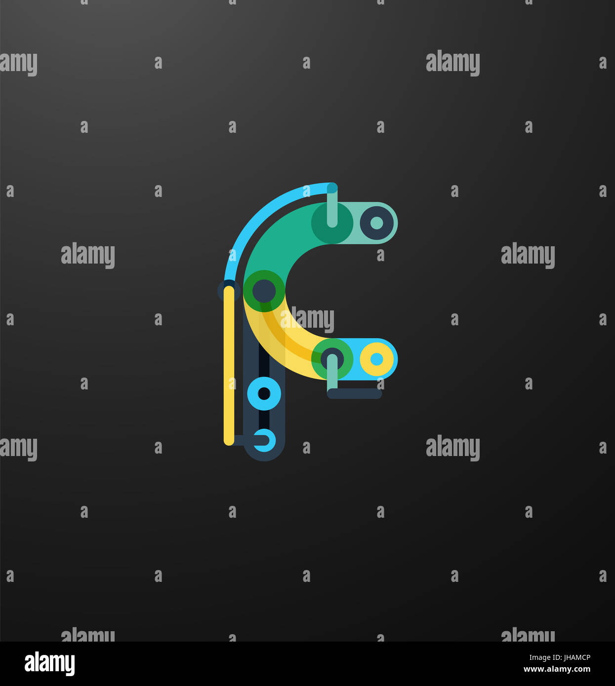 Company branding logo of initial letters on black. Flat cartoon ...