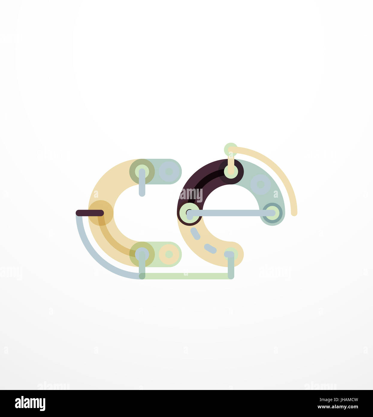 Linear initial letters, logo branding concept, cartoon funny style ...