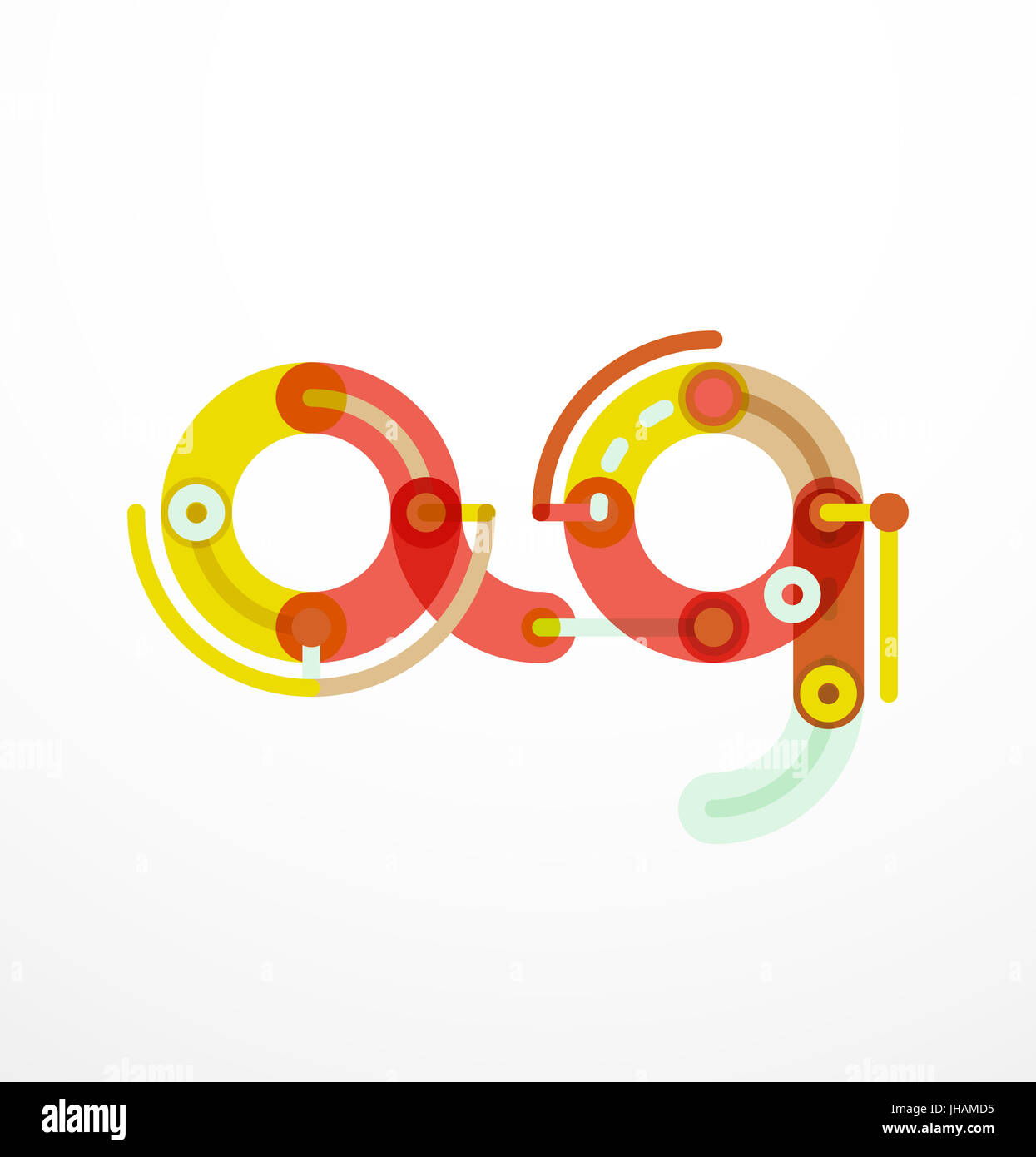 Linear initial letters, logo branding concept, cartoon funny style ...