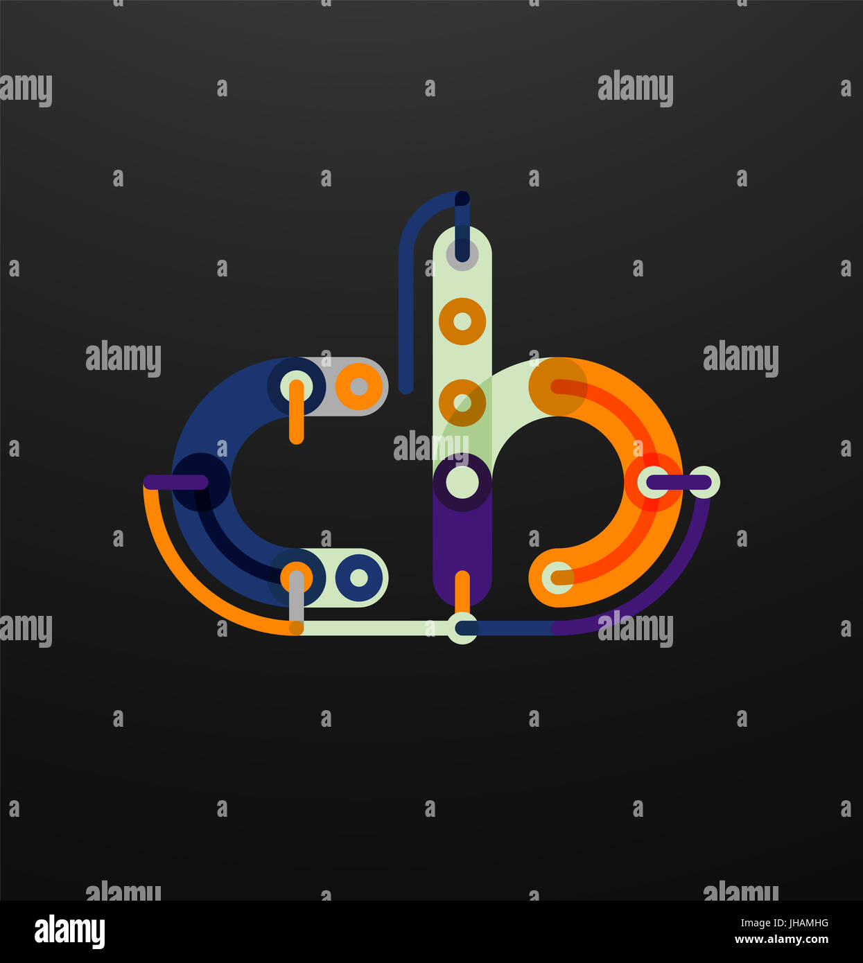 Cartoon linear letters icons. Modern funny logo concept Stock Photo - Alamy