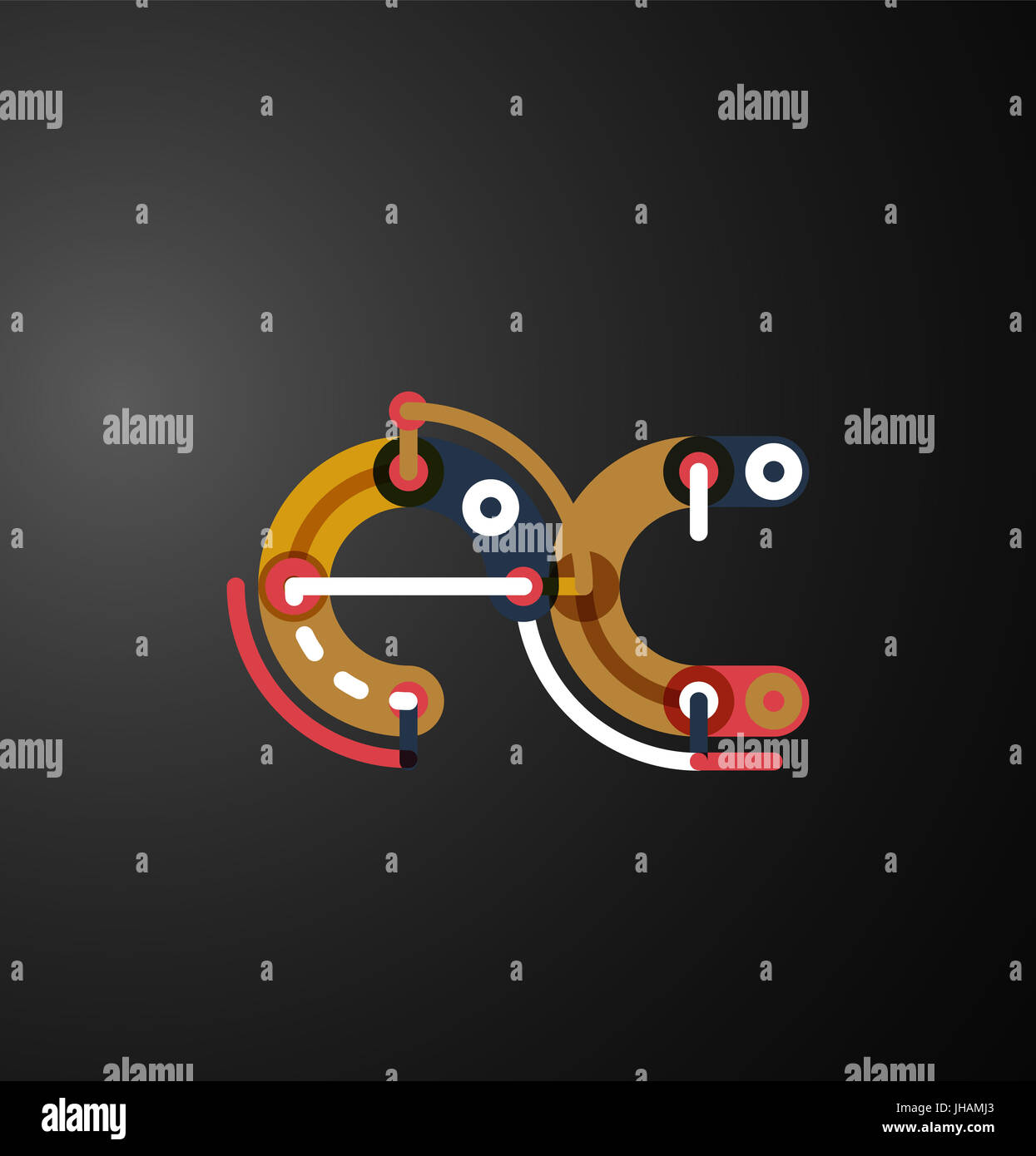 Cartoon linear letters icons. Modern funny logo concept Stock Photo - Alamy