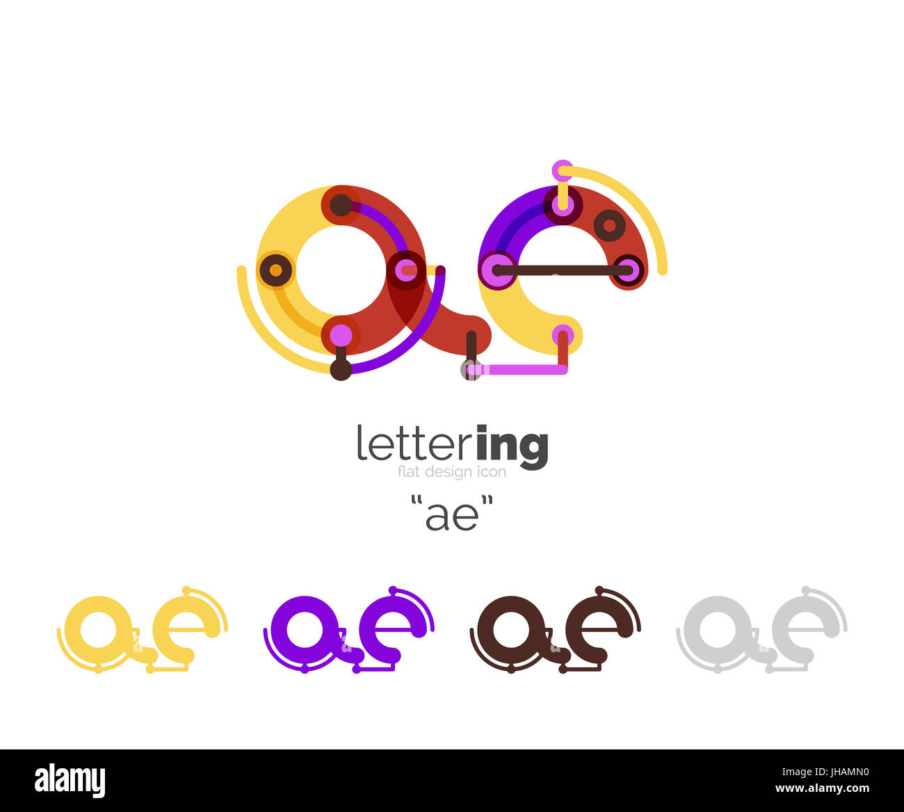 Linear initial letters, logo branding concept, cartoon funny style ...