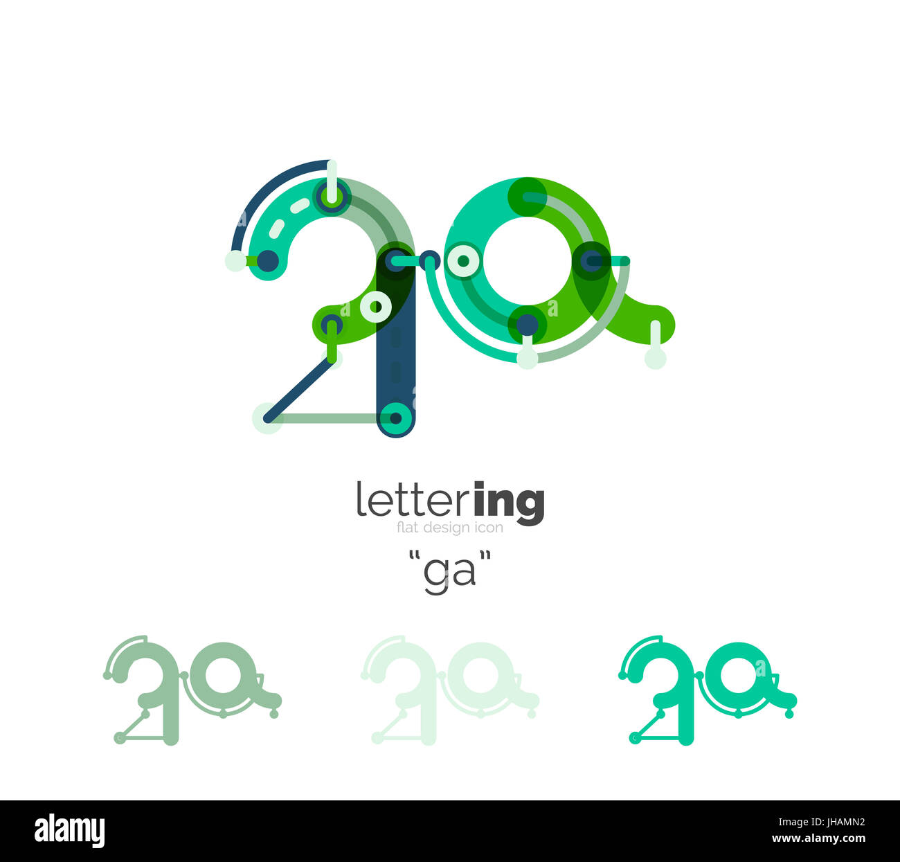 Linear initial letters, logo branding concept, cartoon funny style ...