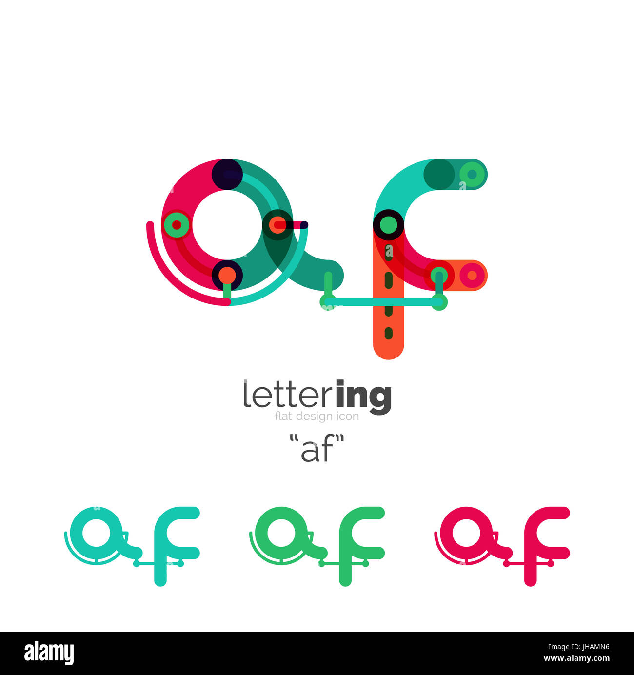 Linear initial letters, logo branding concept, cartoon funny style ...