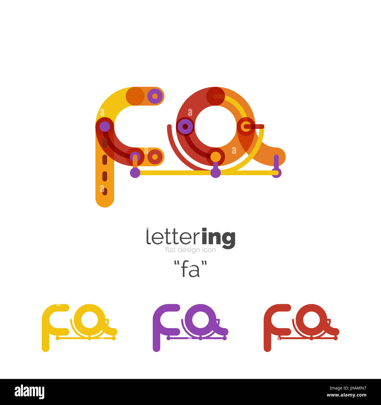 Linear initial letters, logo branding concept, cartoon funny style ...