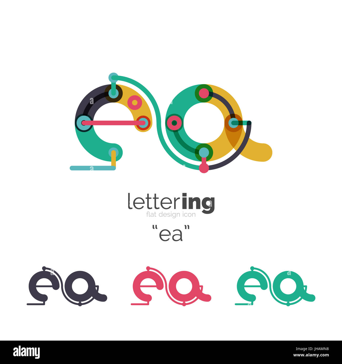 Linear initial letters, logo branding concept, cartoon funny style ...