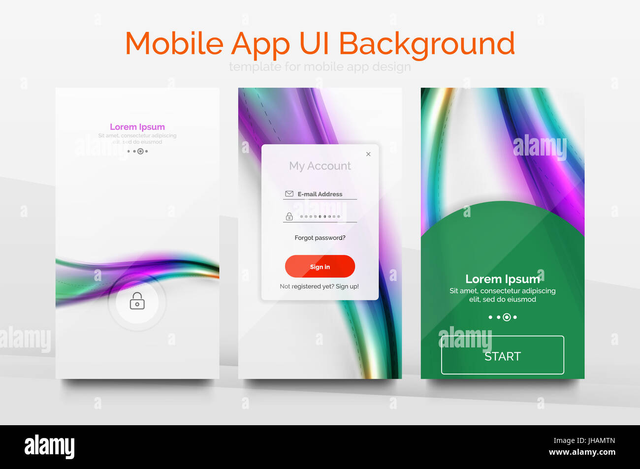 Mobile application interface background, user interface - UI. Smartphone screen mockup gui ...