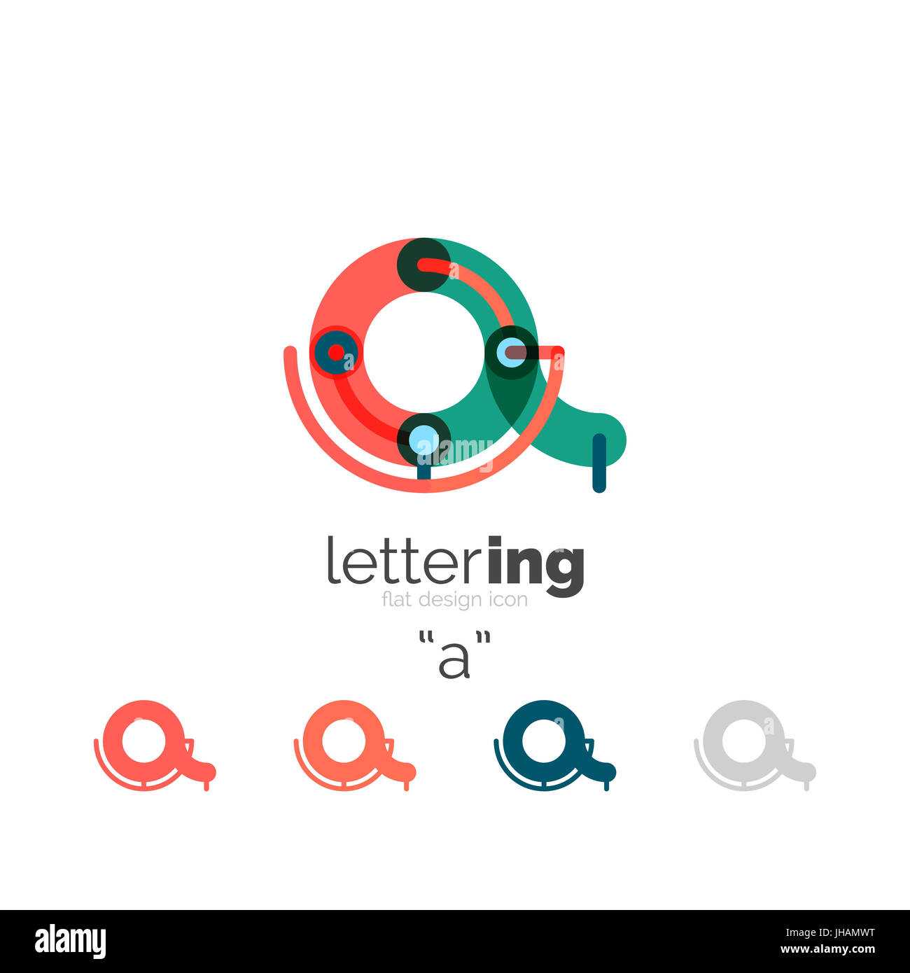 Letter logo line concept isolated on white. Connected color segments ...