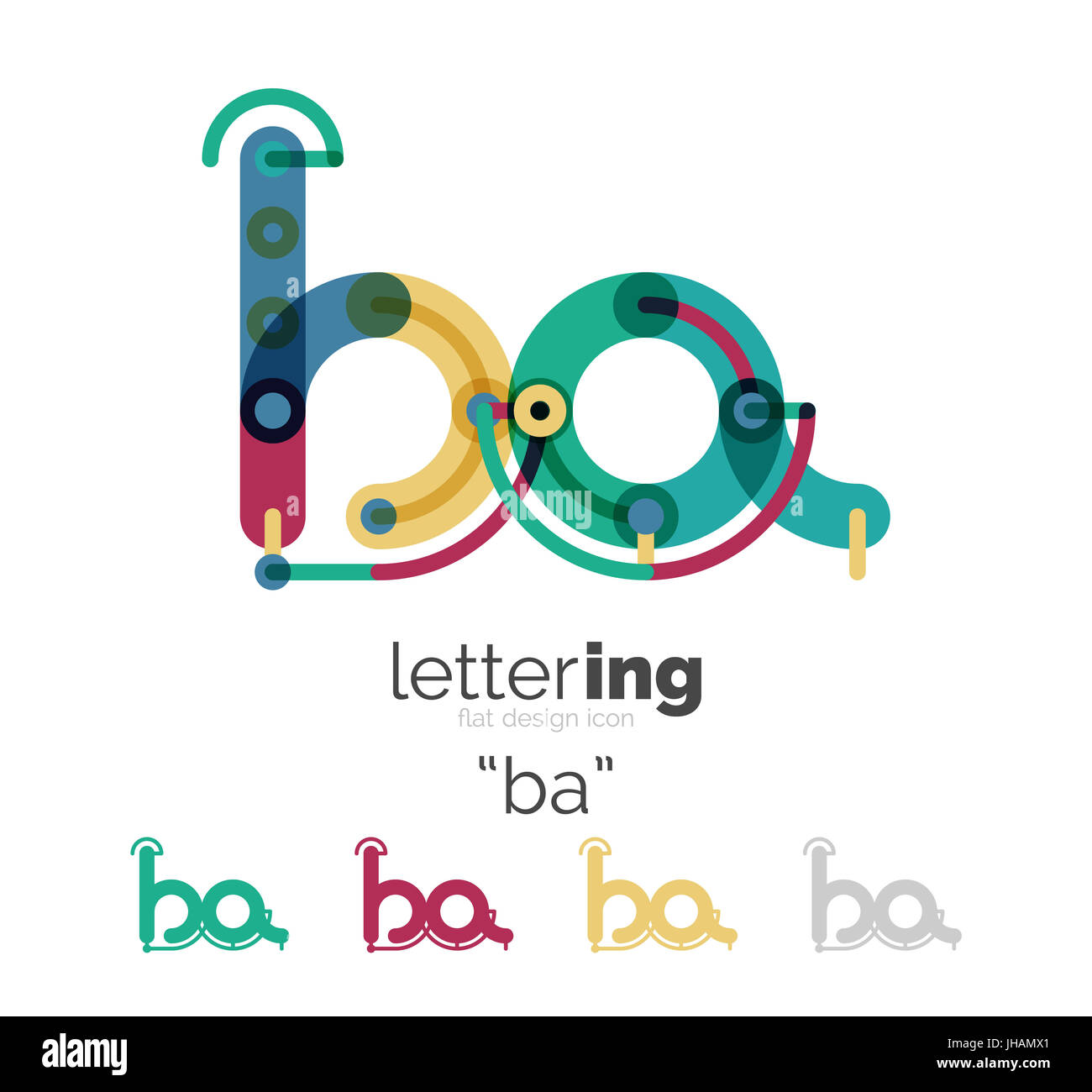 Letter logo line concept isolated on white. Connected color segments ...