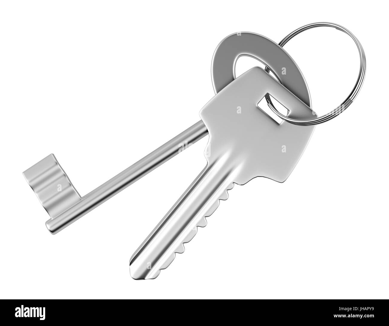 two keys isolated on white background. 3d illustration Stock Photo - Alamy