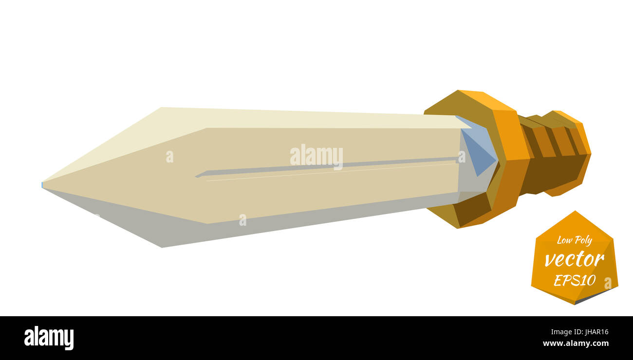 Low poly sword on a white background. Vector illustration Stock Photo ...