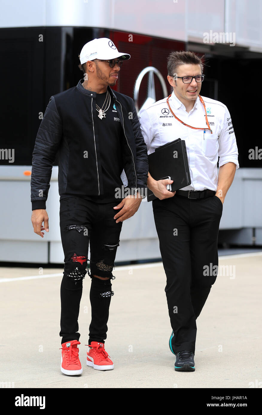 Mercedes' Lewis Hamilton during Paddock Day of the 2017 British Grand ...