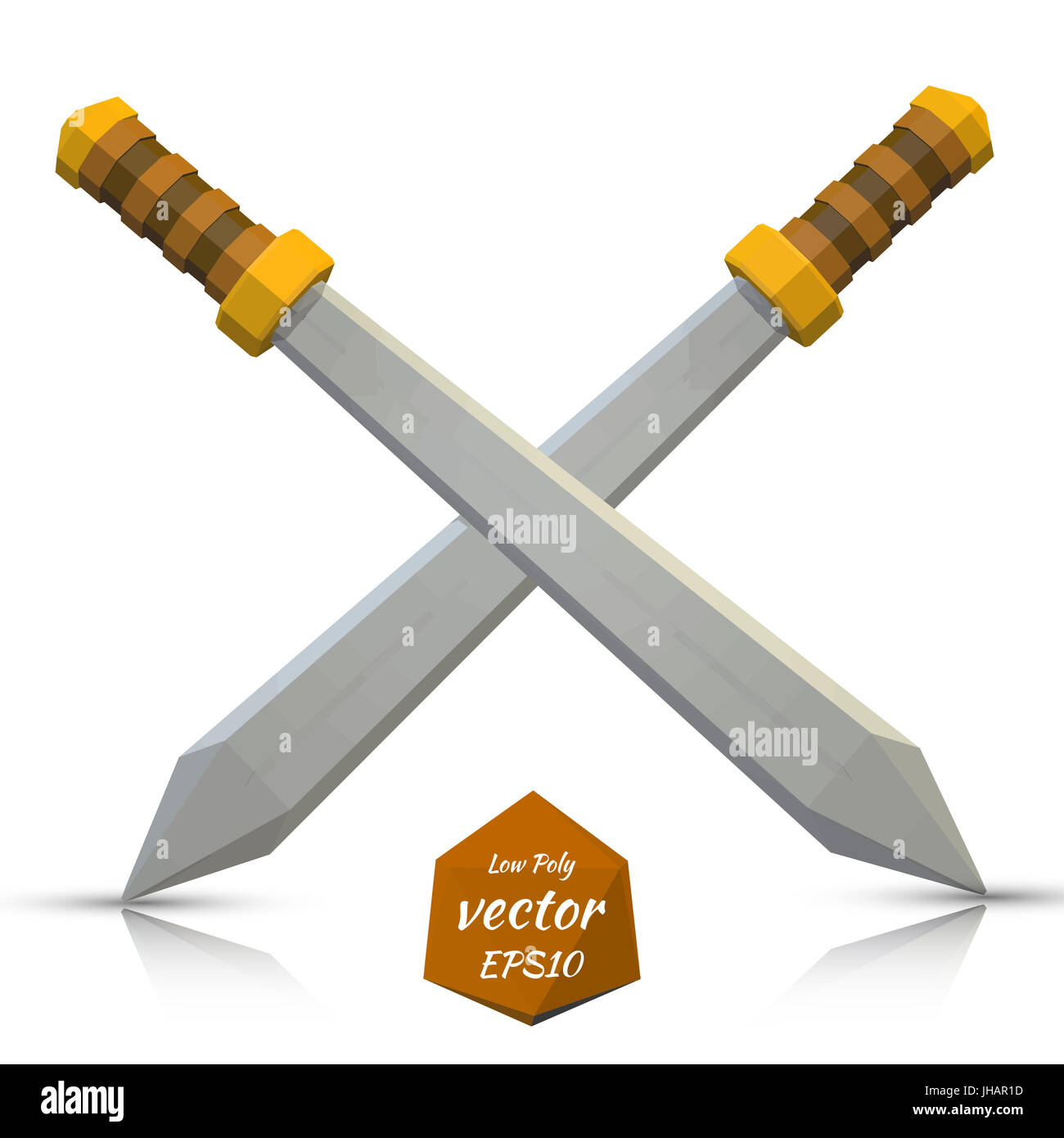 Two Low poly swords on a white background. Vector illustration Stock ...