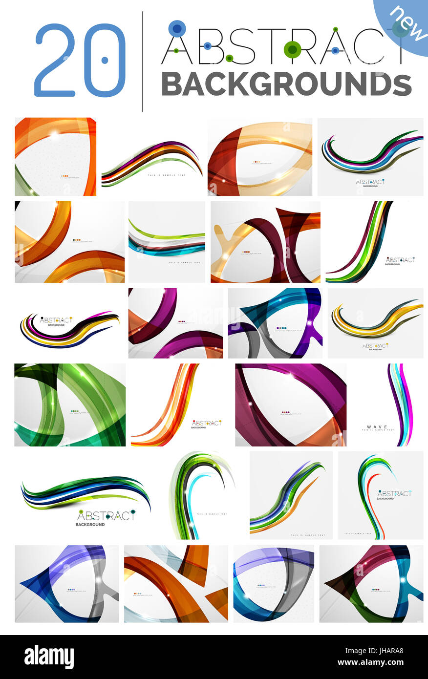 Collection of wave abstract backgrounds - color curve stripes and lines ...