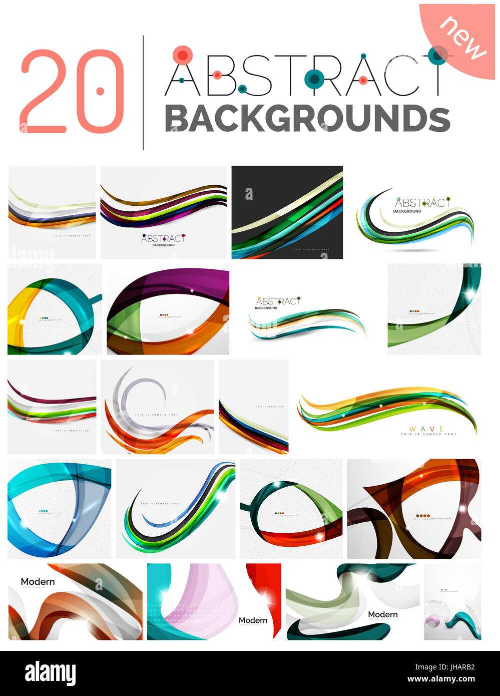 Collection of wave abstract backgrounds - color curve stripes and lines ...