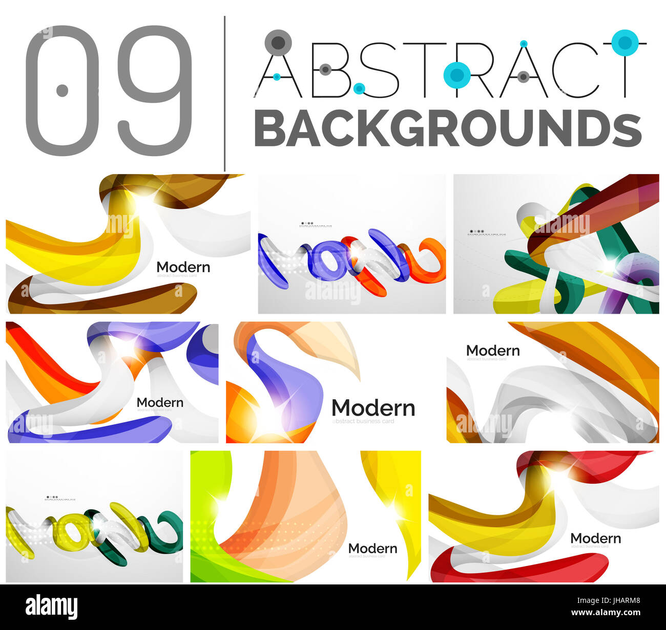 Collection of wave abstract backgrounds - color curve stripes and lines ...