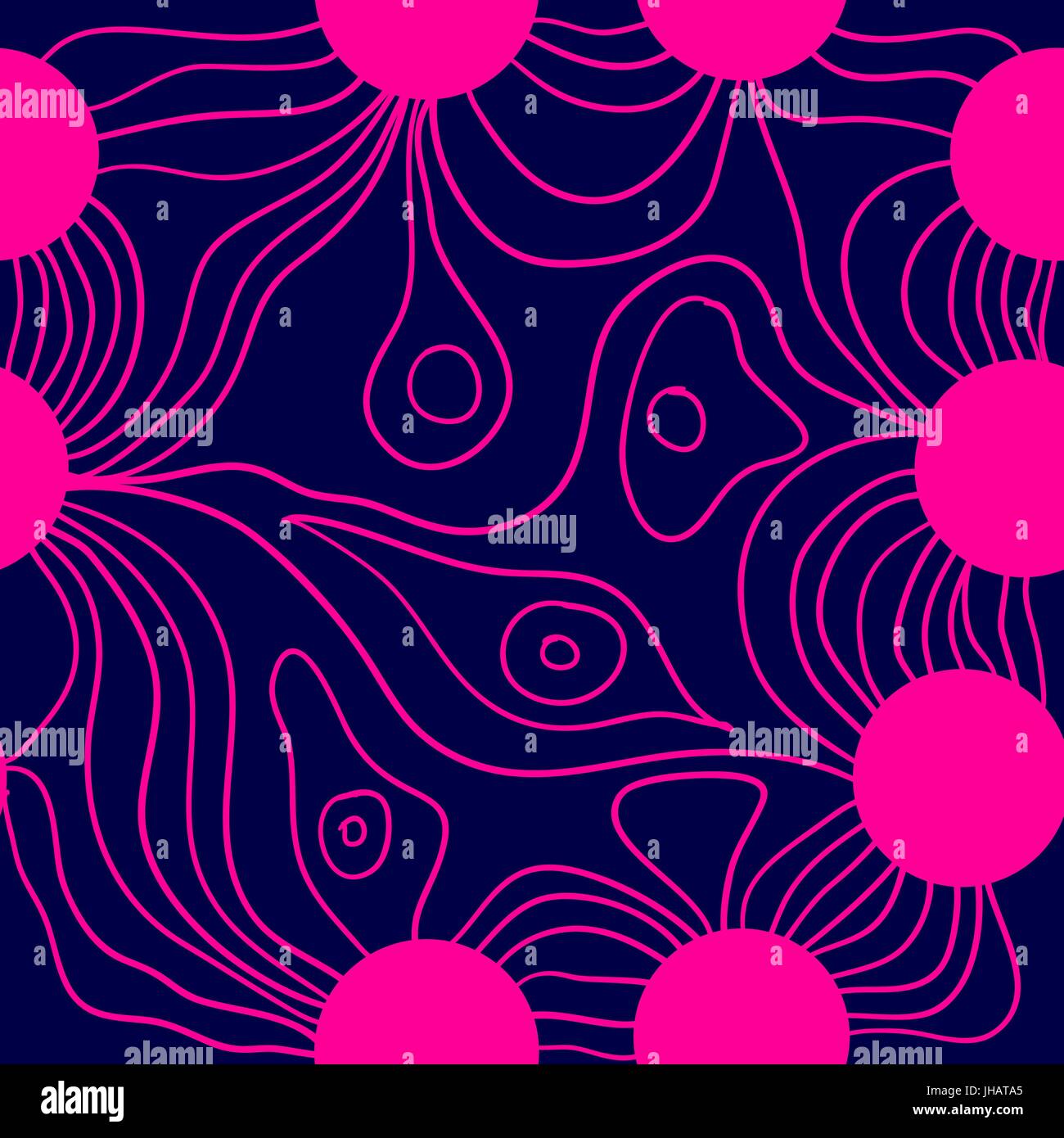 Bended Curved lines connecting spots of pink color seamless background ...