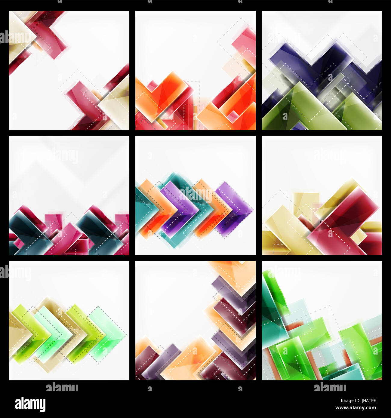 Set of arrow abstract geometric backgrounds. universal blank templates ...