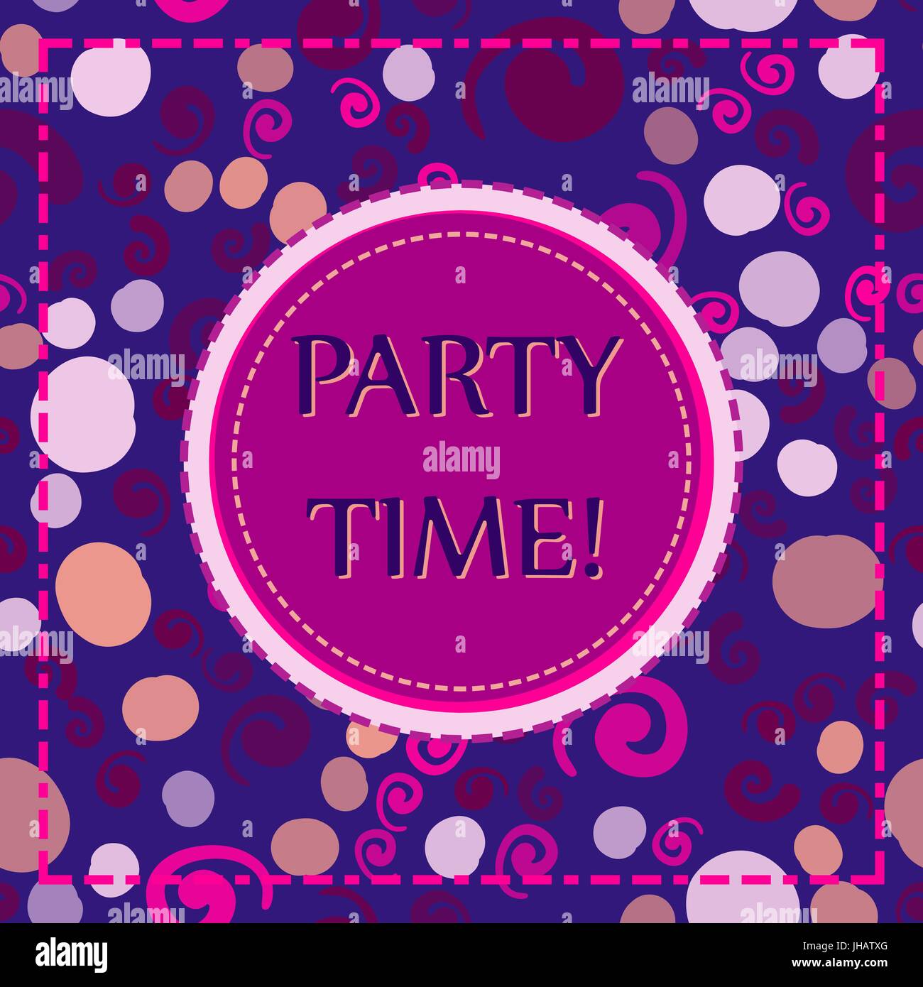 Vintage badge. Violet seamless background with round frame in a center ...