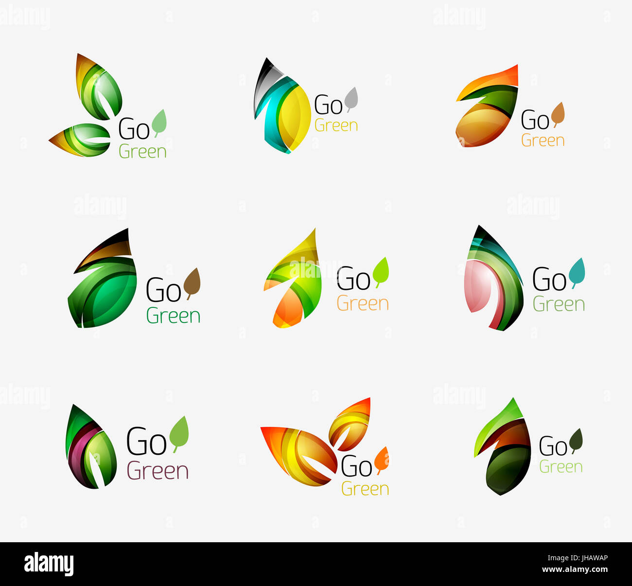 Set of leaf logos. illustration Stock Photo - Alamy