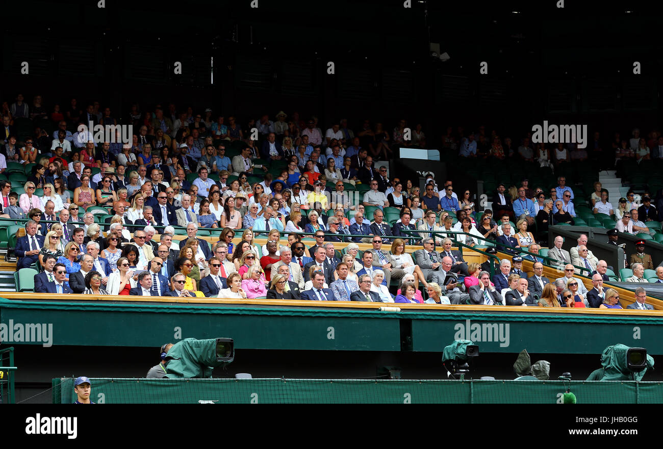 General view of the royal box on centre court on day ten of the ...