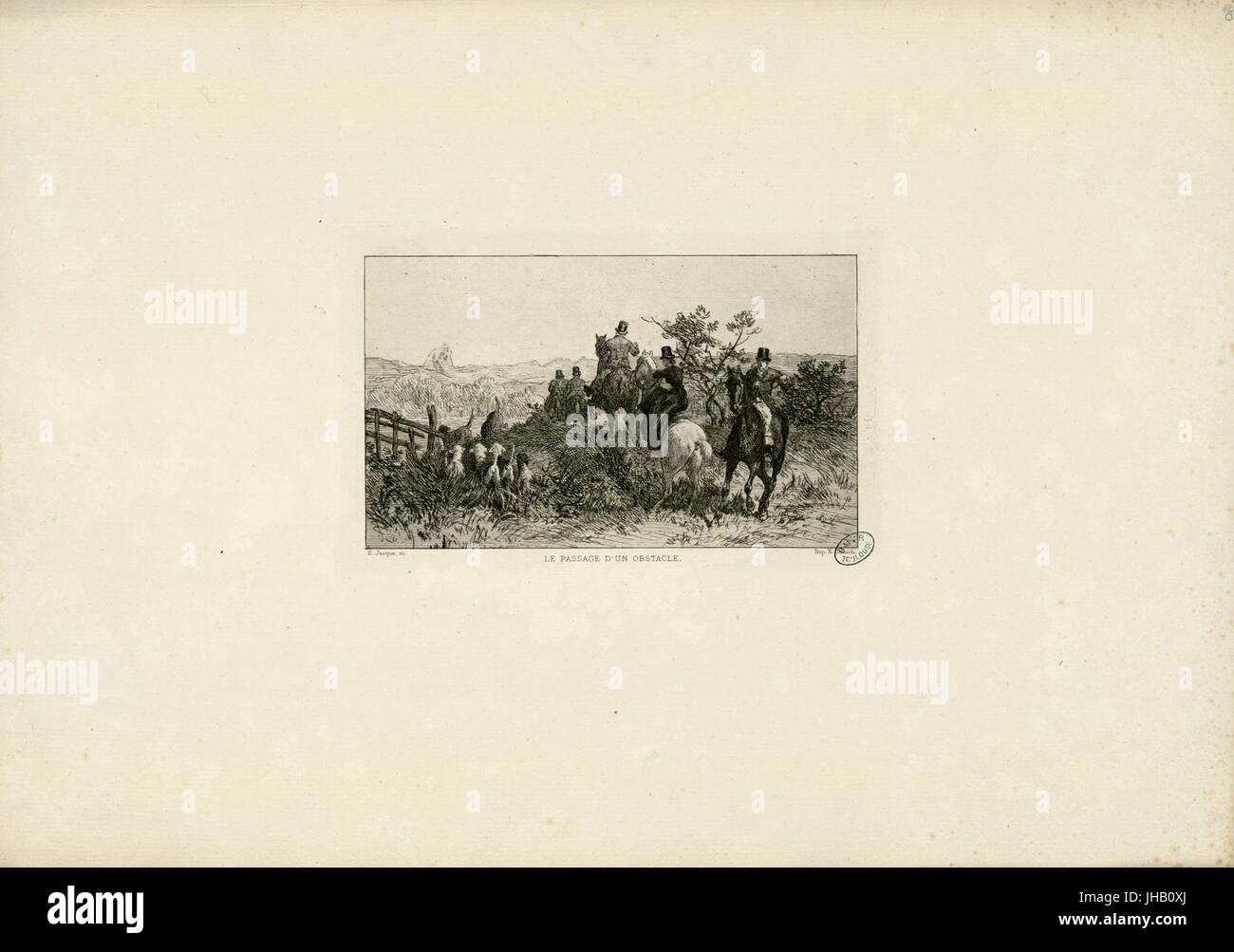 This piece by A. Jacque, titled 'Le passage d'un obstacle', depicts a ...