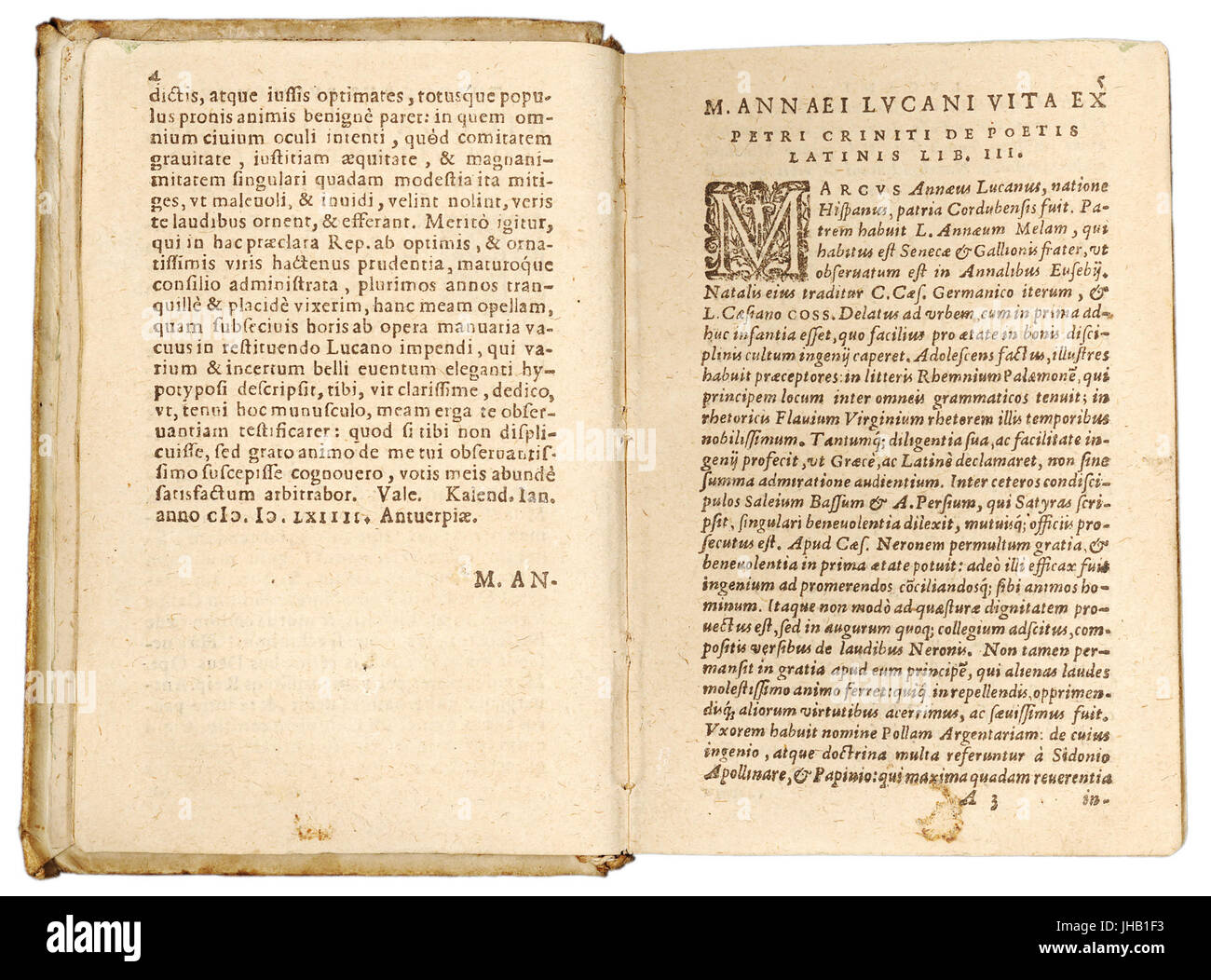 A 1592 edition of Lucan's 'De Bello Civili' (The Civil War), a Roman ...