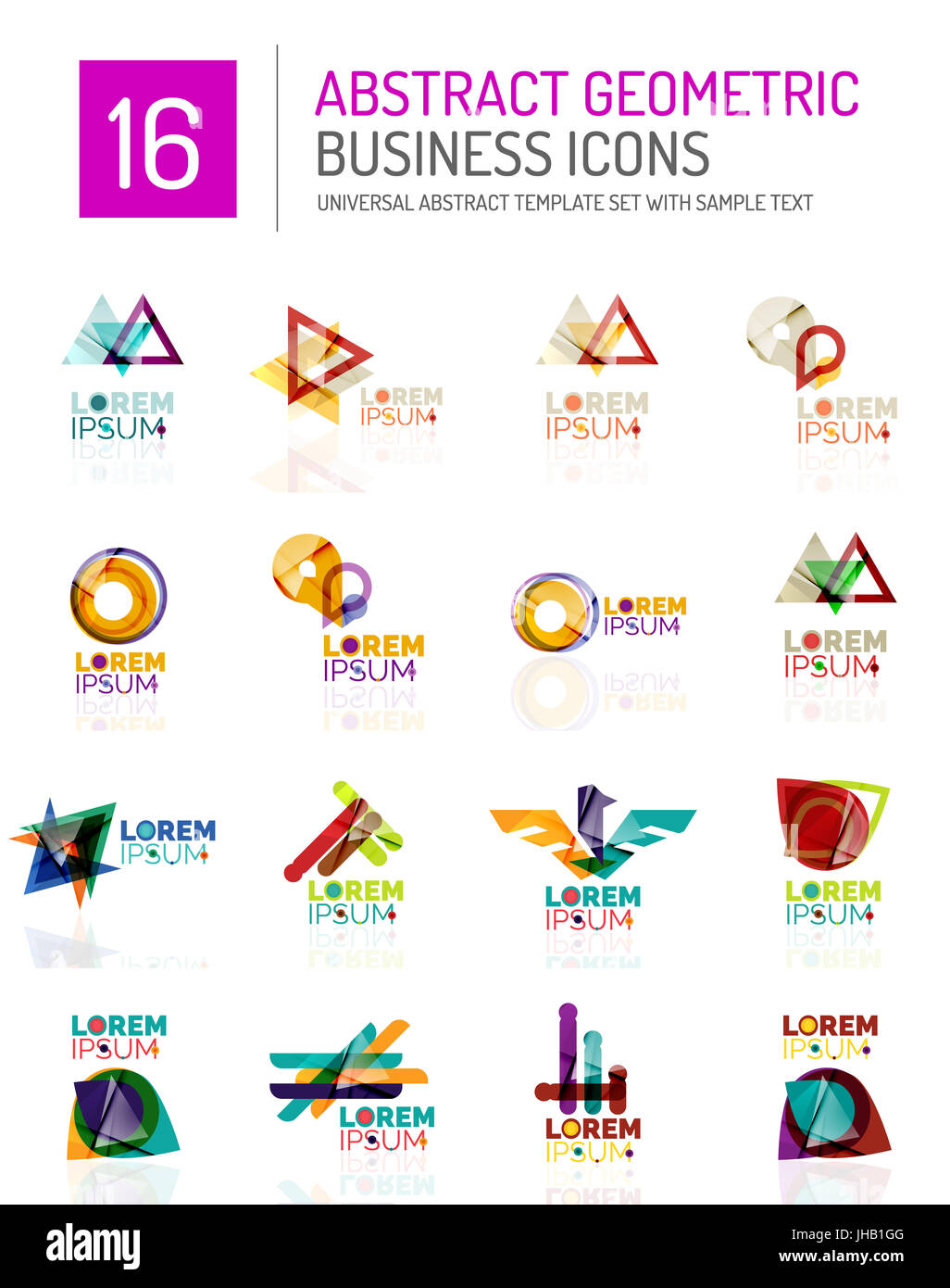 Abstract geometric business logo icon set. Colorful geometrical figure ...