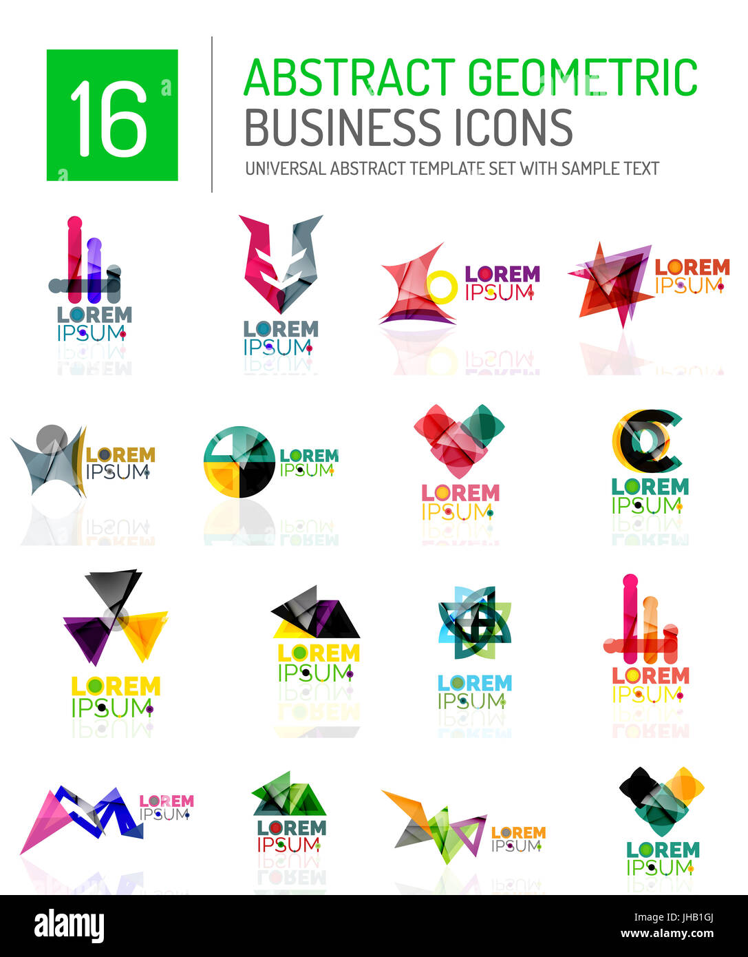 Abstract geometric business logo icon set. Colorful geometrical figure ...