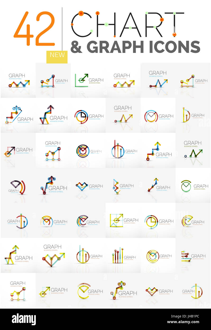 Collection of linear abstract logos - chart and graph icons - clean ...