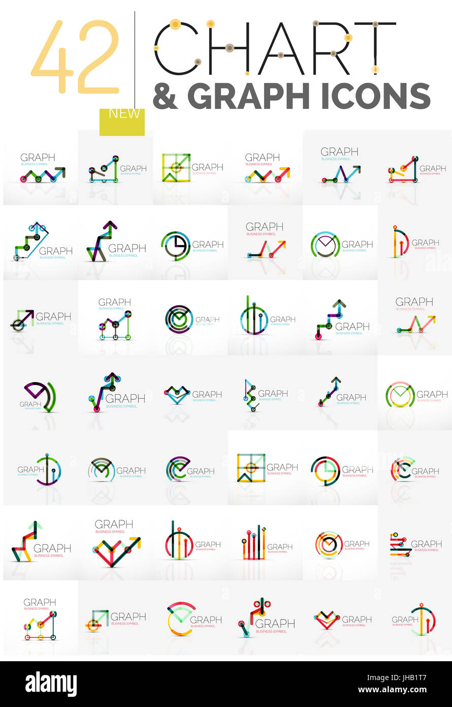 Collection of linear abstract logos - chart and graph icons - clean ...