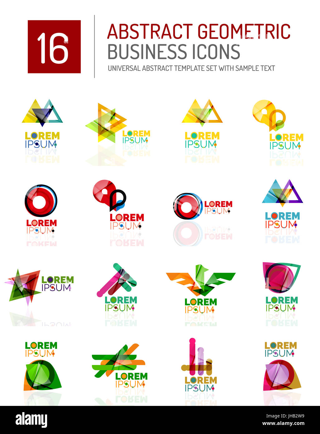 Abstract geometric business logo icon set. Colorful geometrical figure ...