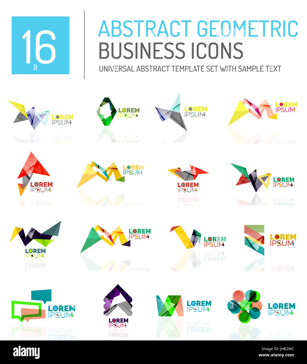 Abstract geometric business logo icon set. Colorful geometrical figure ...