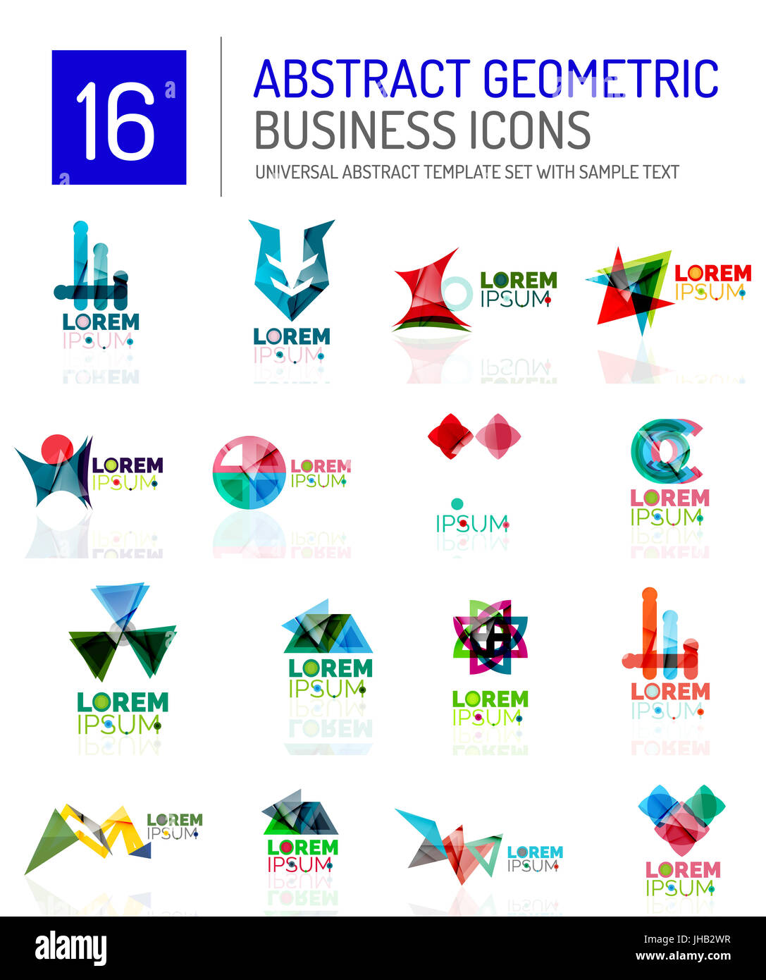Abstract geometric business logo icon set. Colorful geometrical figure ...
