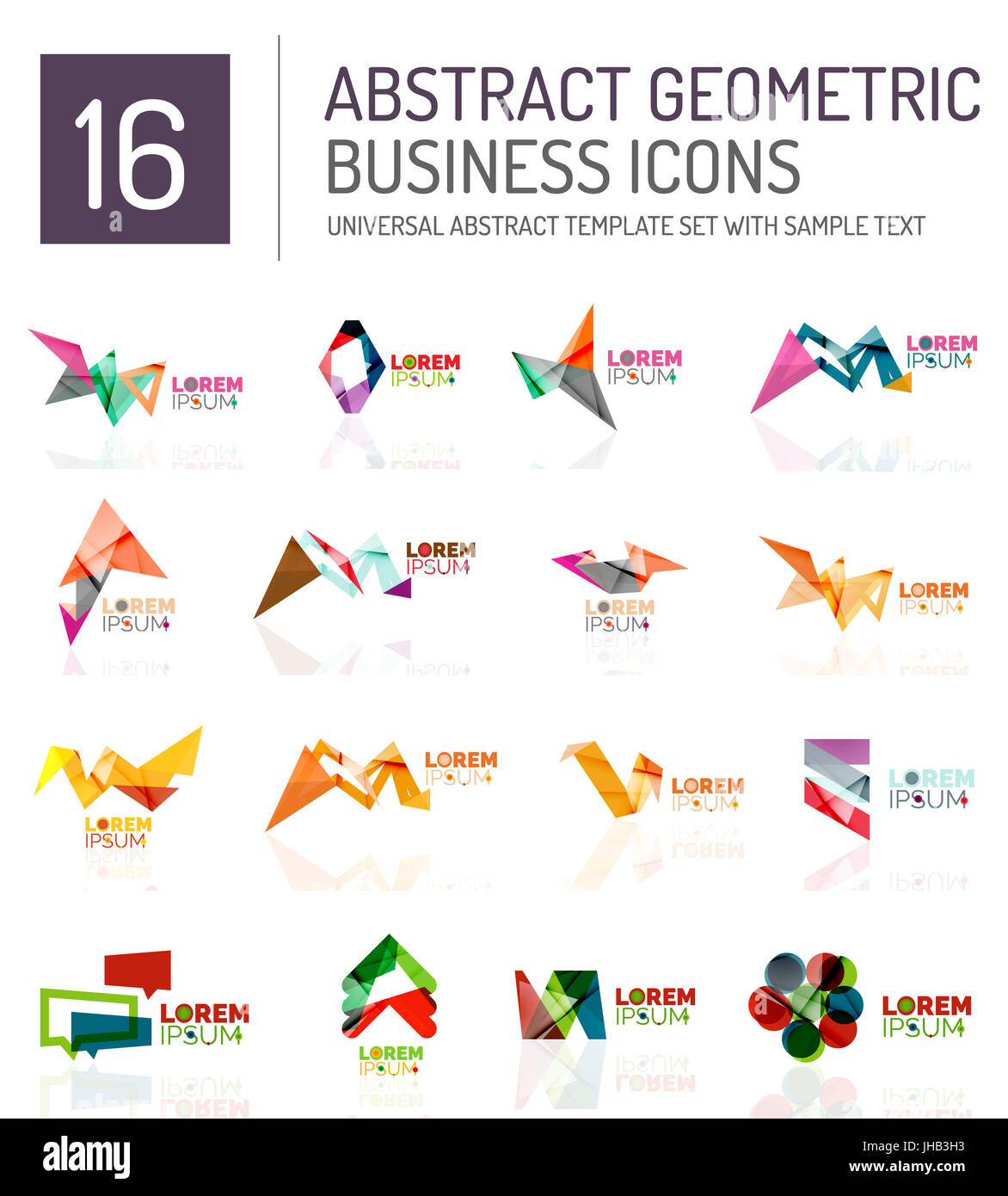 Abstract geometric business logo icon set. Colorful geometrical figure ...