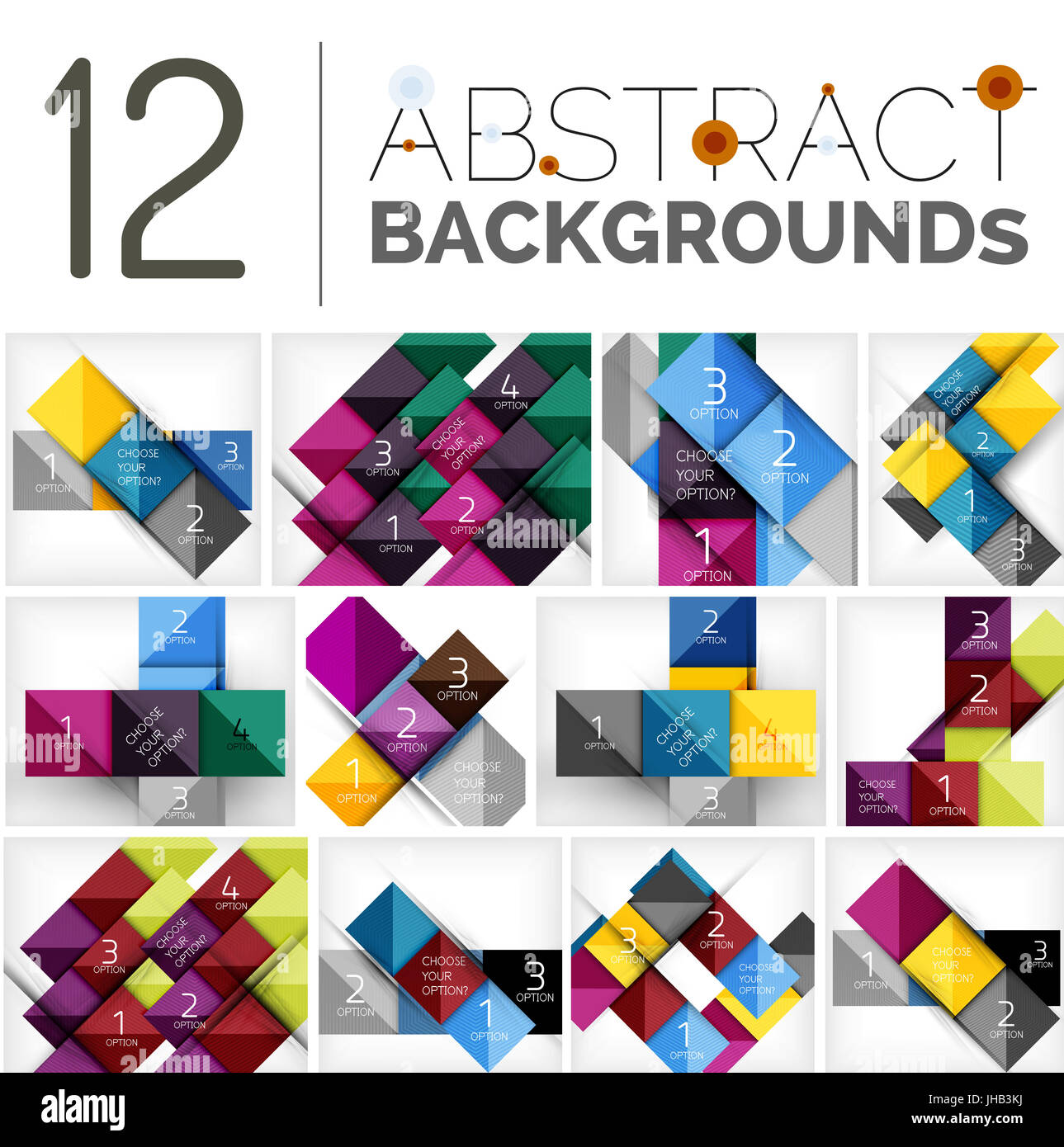 Collection of abstract backgrounds - repetition of square shapes ...