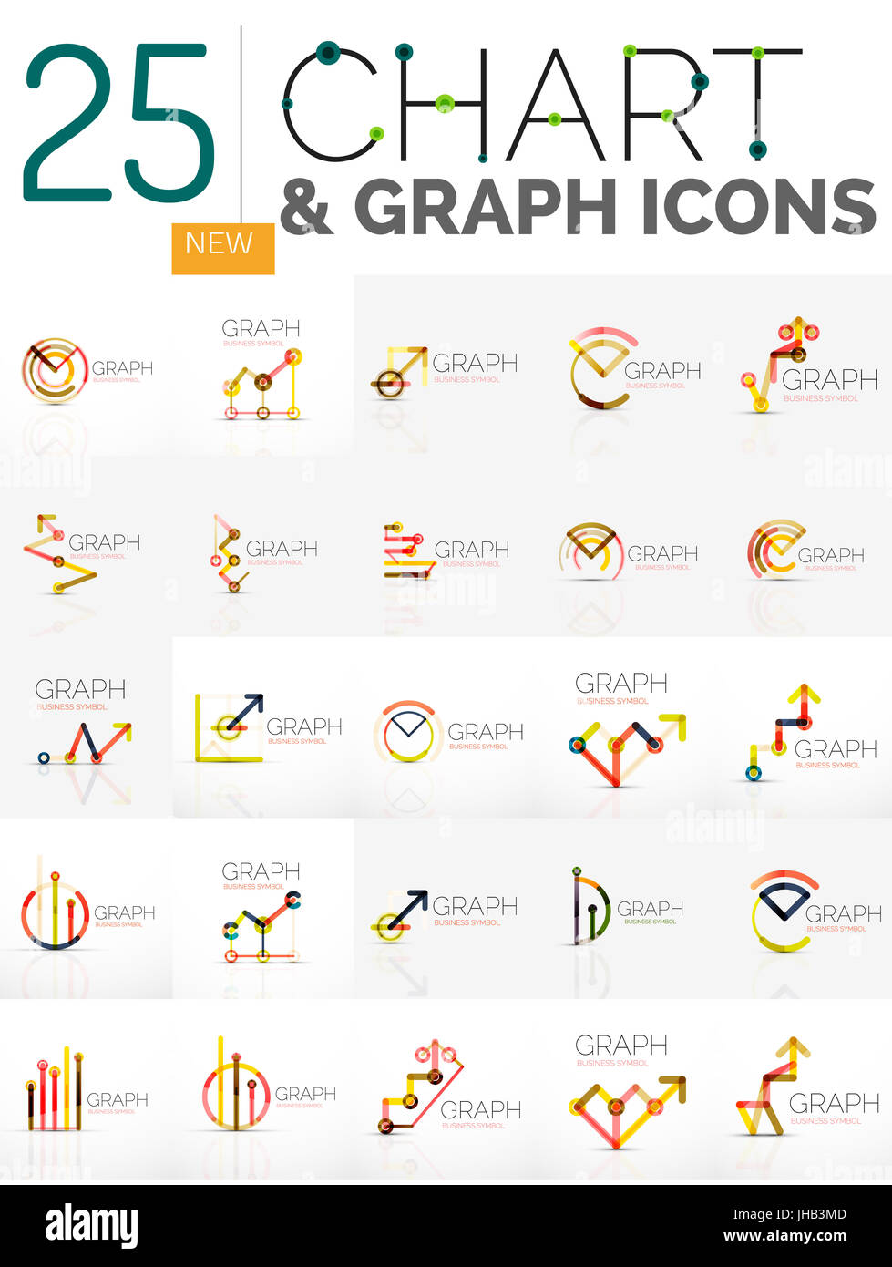 Collection of linear abstract logos - chart and graph icons - clean ...